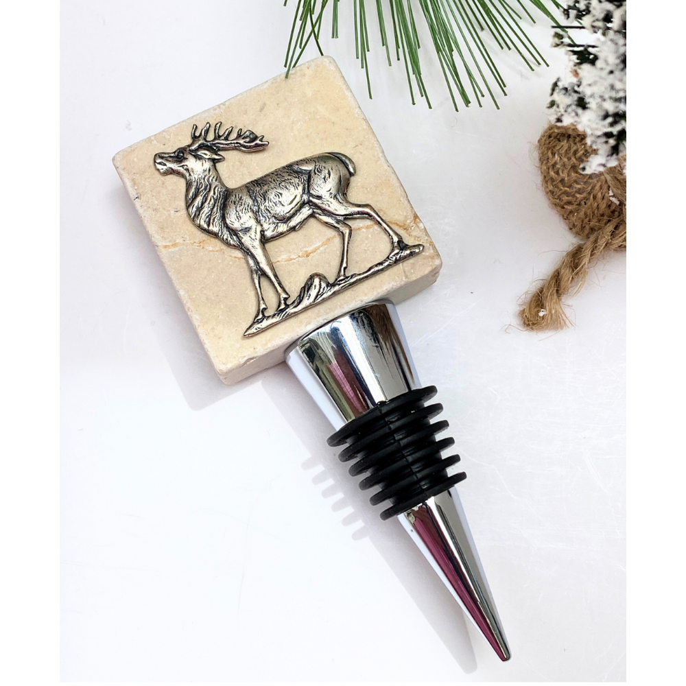 Stag Deer Marble Wine Bottle Stopper | - Classic Legacy