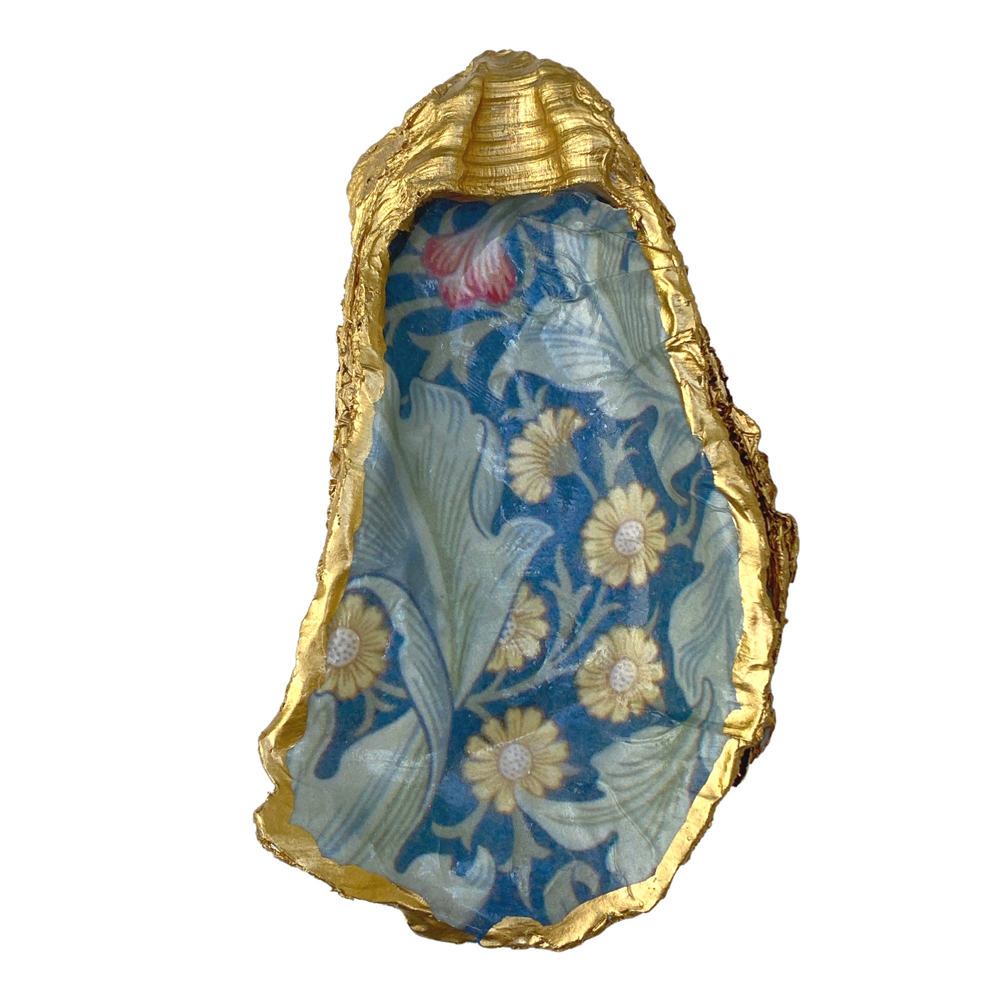 Oyster Shell Art, Vintage William Morris Design, Blue with Flowers, Ha ...