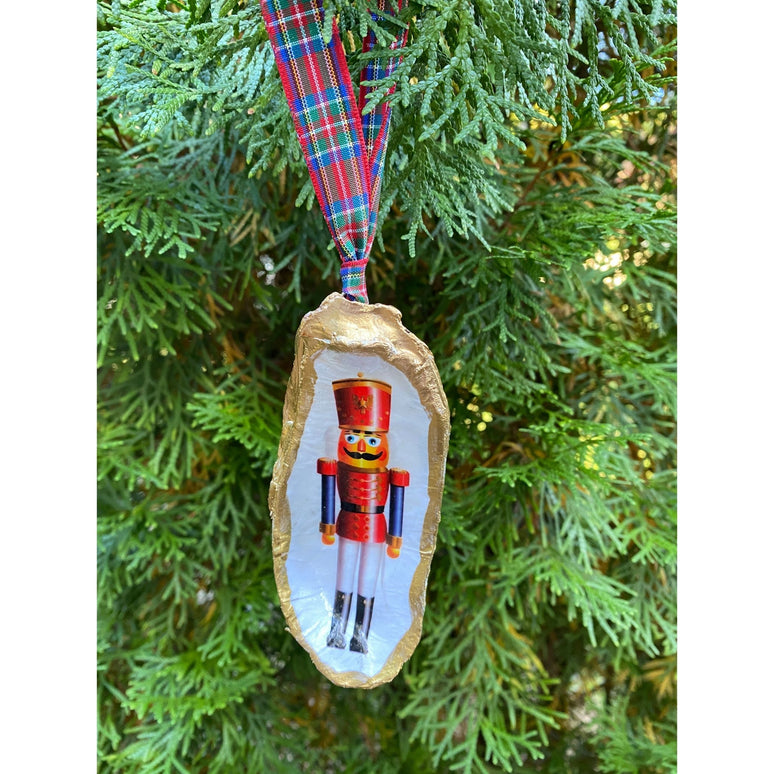 Nutcracker Christmas Ornament, Oyster Shell Art