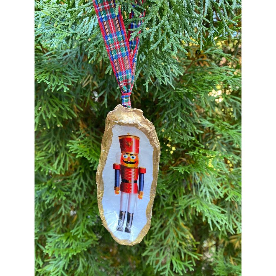Nutcracker Christmas Ornament, Oyster Shell Art