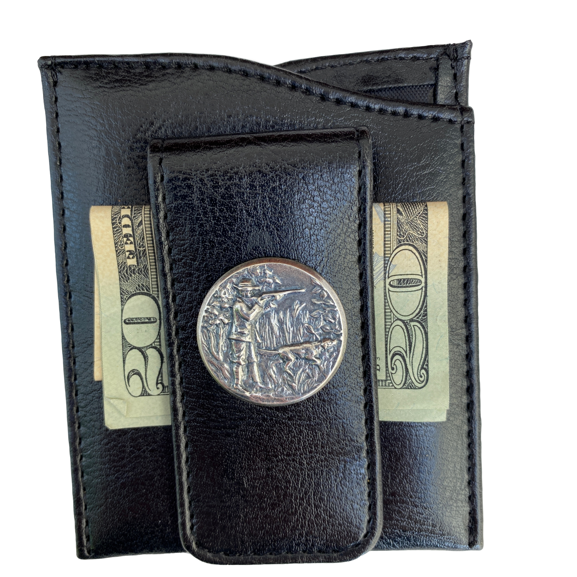 Money Clip, Hunter Theme, Black Faux Leather - Classic Legacy