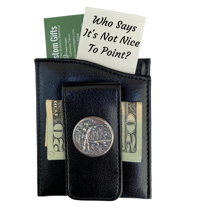 Money Clip, Hunter Theme, Black Faux Leather - Classic Legacy