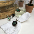 Irish Napkin Rings, Set of 4, Handmade, Black and Emerald Green Shamro