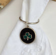 Irish Napkin Rings, Set of 4, Handmade, Black and Emerald Green Shamro